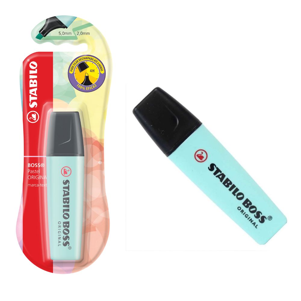 Marca Texto Stabilo Azul Pastel 10cm Stabilo - Sacolão.com